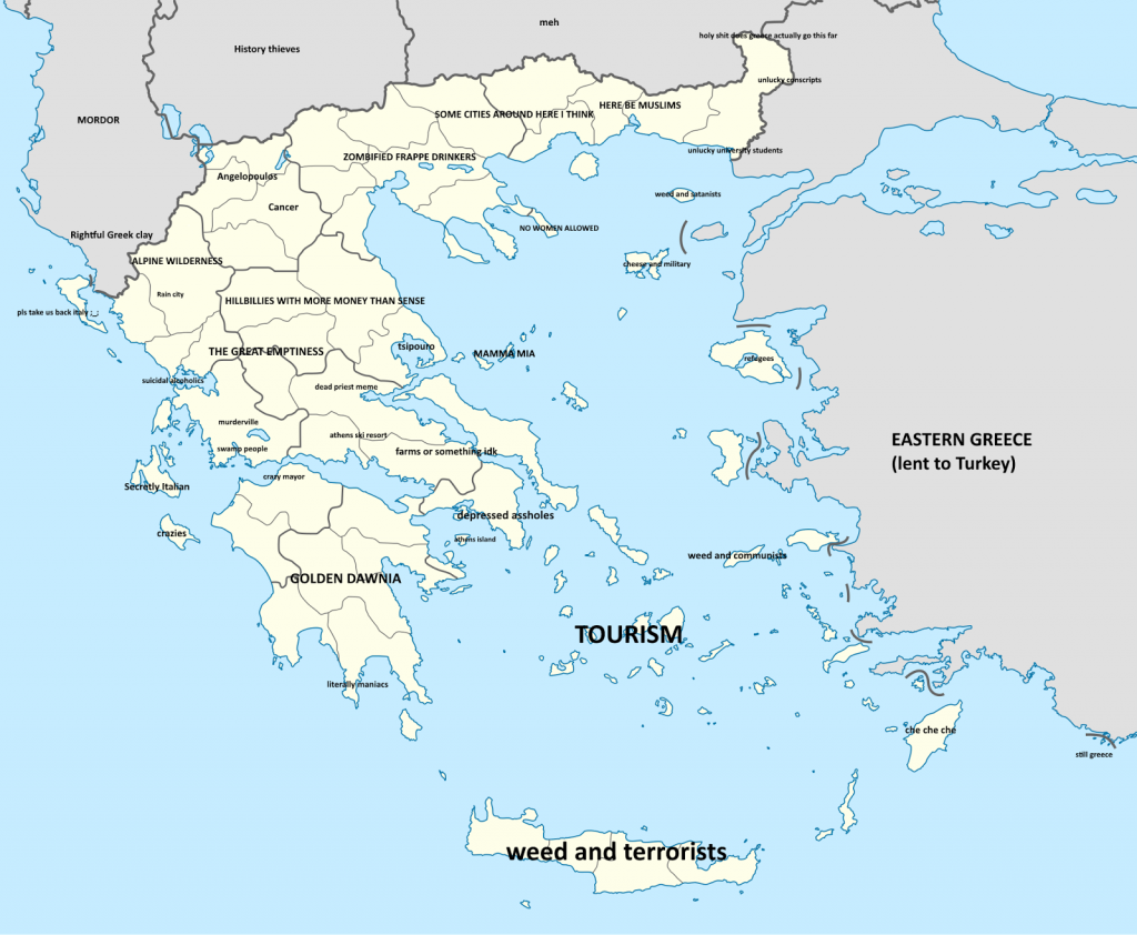 Greece stereotype map - Vivid Maps