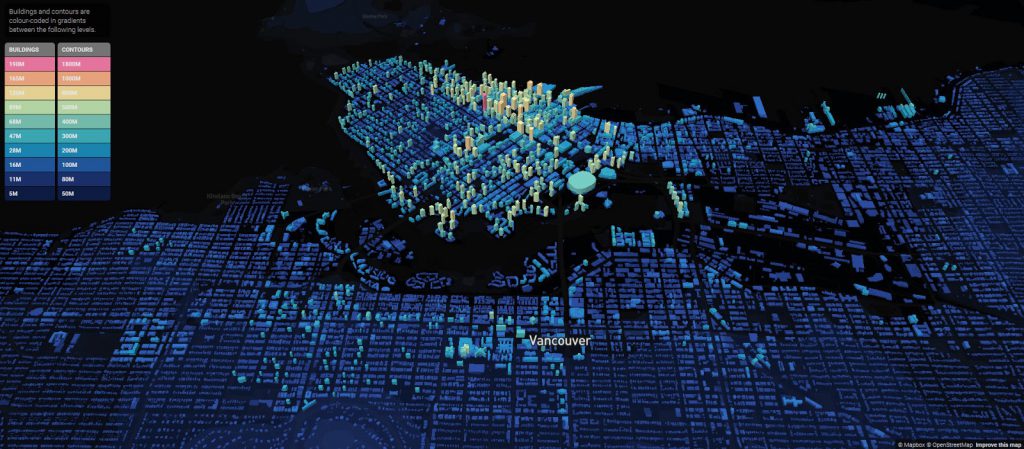 Vancouver 3D Building Heights Map - Vivid Maps
