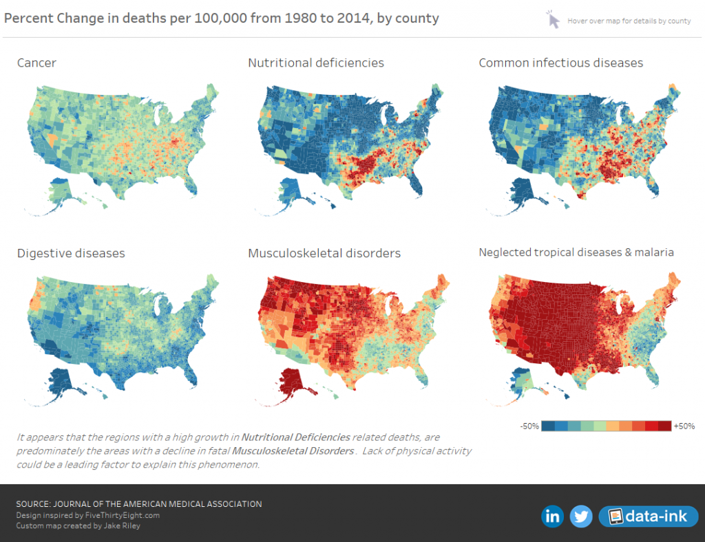 Changing Diseases (1980 - 2014) - Vivid Maps