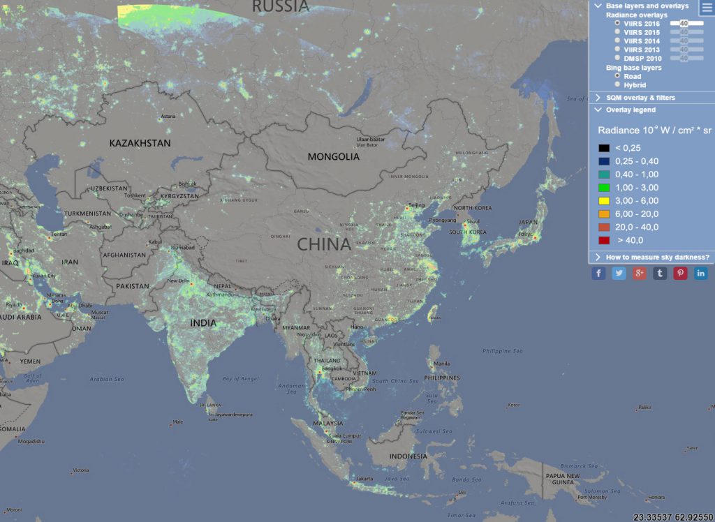 The Global Light Pollution Map (2016) - Vivid Maps
