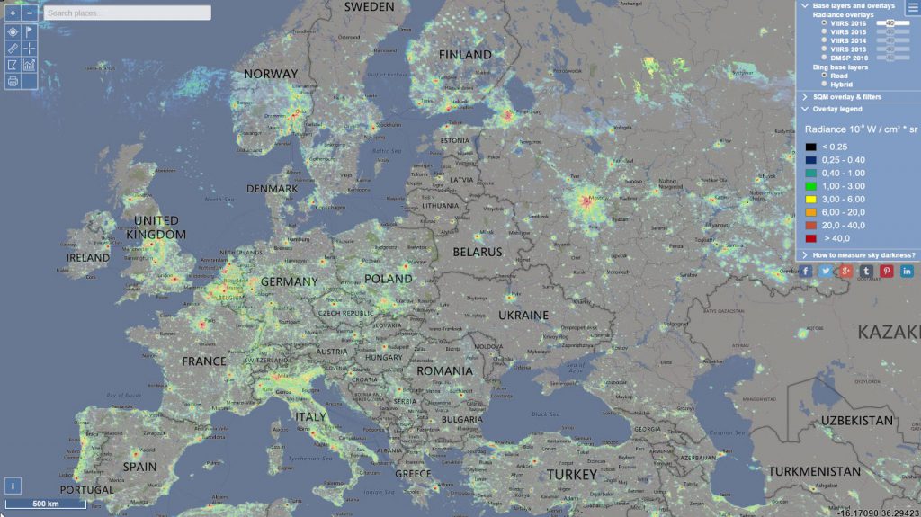 The Global Light Pollution Map (2016) - Vivid Maps
