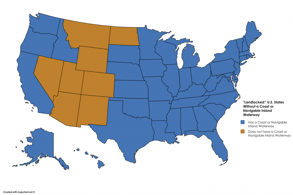 US states without a river forming part of their borders - Vivid Maps
