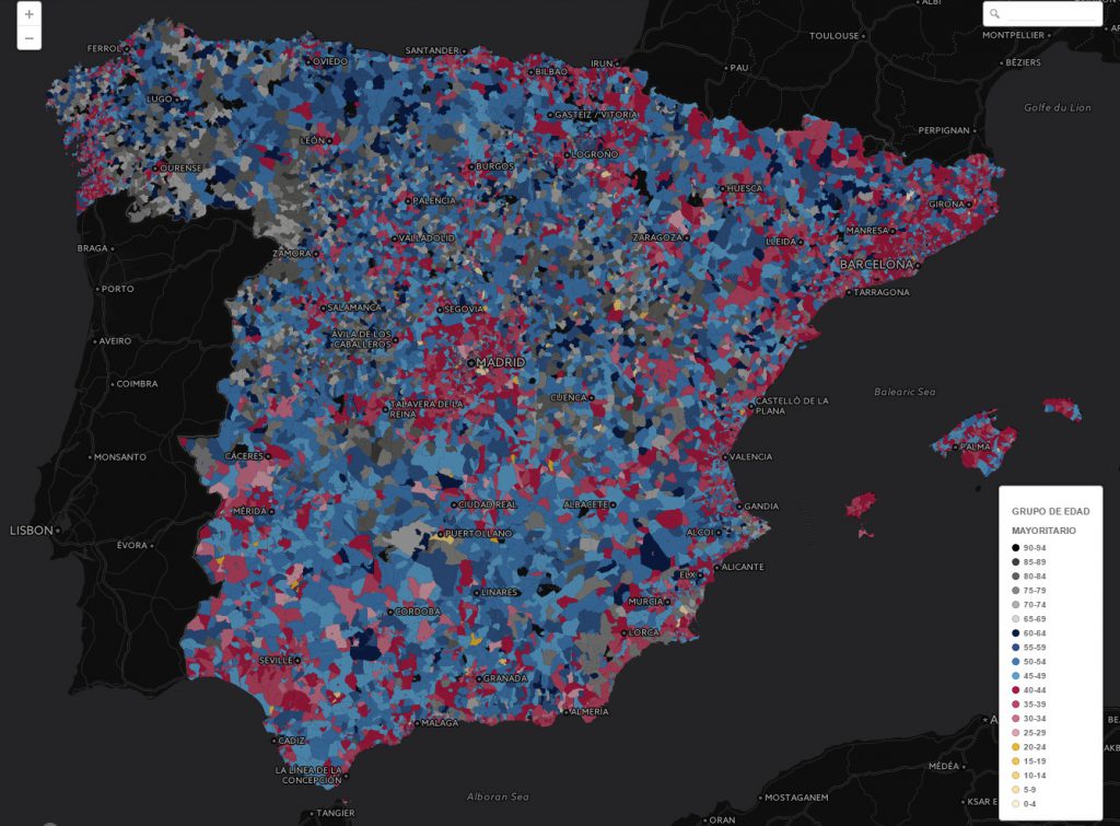 Spain: What is the most common age of your neighbors? - Vivid Maps