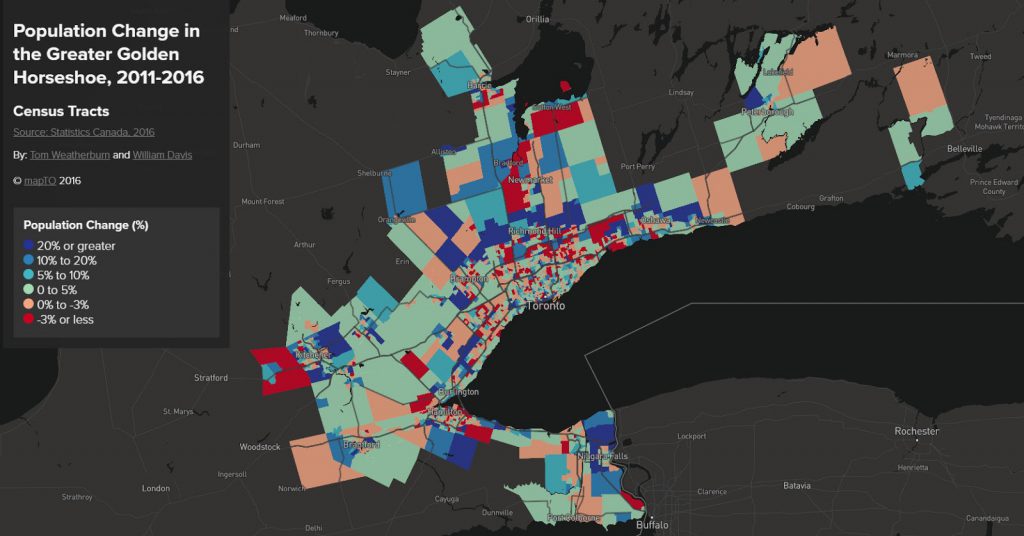 Population Change in the Greater Golden Horseshoe (2011 - 2016) - Vivid ...