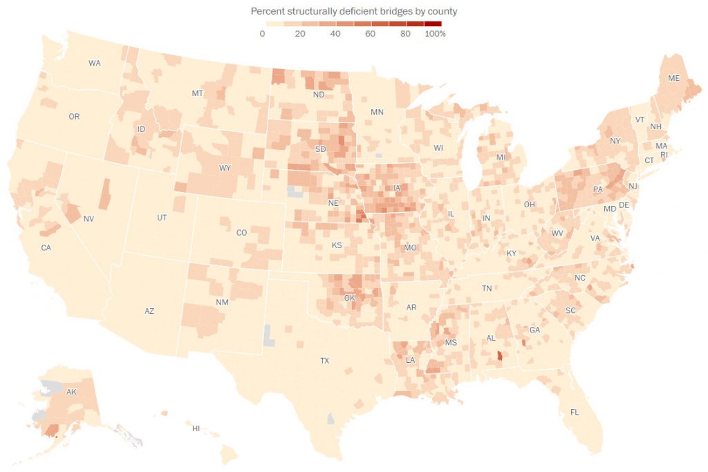 How many structurally deficient bridges are in the U.S.? - Vivid Maps