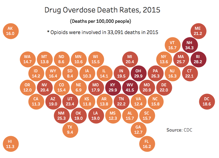 U.S. Drug Overdose Deaths (1999 - 2014) - Vivid Maps