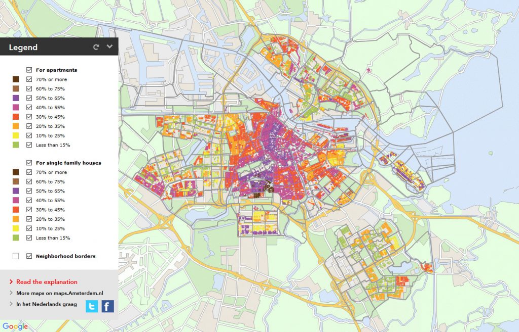 Amsterdam’s map showing valuation of property - Vivid Maps