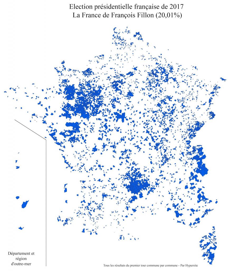 Maps of every single city won by Emmanuel Macron, Marine LePen, Jean ...