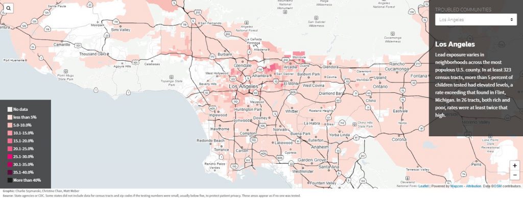 Los Angeles county's elevated Levels of lead - Vivid Maps