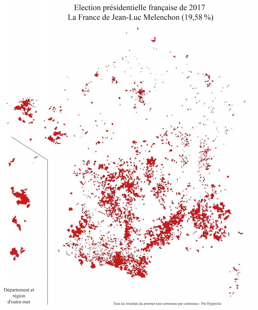 Maps of every single city won by Emmanuel Macron, Marine LePen, Jean ...