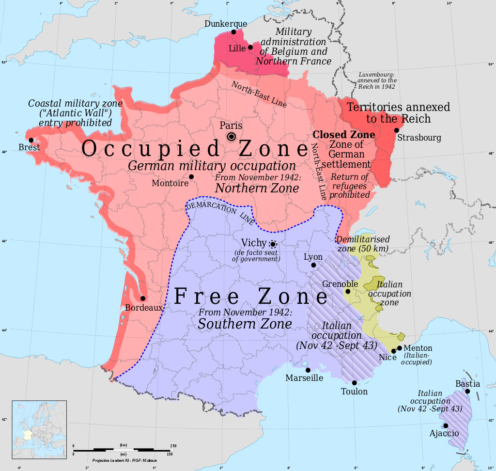 German & Italian occupation zones of France (1940–1944) - Vivid Maps