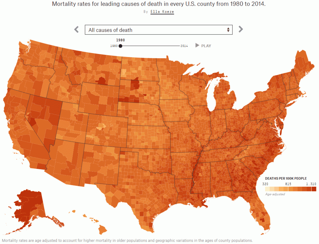 All causes of death in every US county from 1980 to 2014 - Vivid Maps
