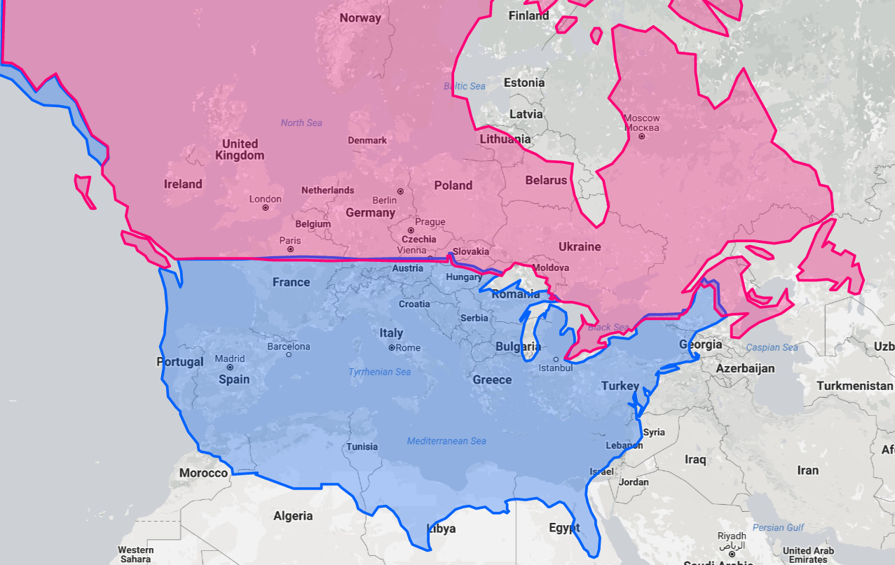 Comparing The Latitude Of Europe And America Vivid Maps