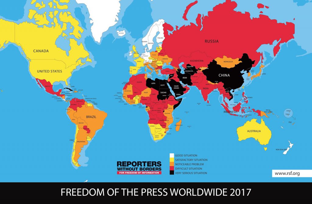 Freedom of press map (2017) - Vivid Maps