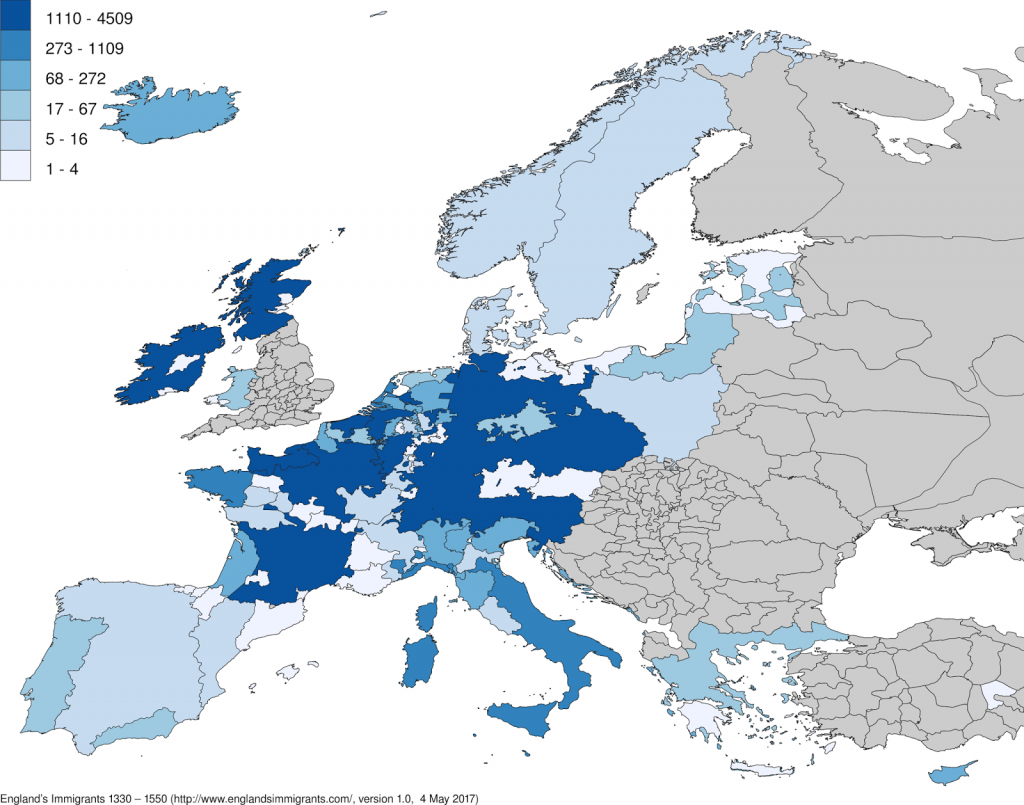 England's immigrants (1330 - 1550) - Vivid Maps