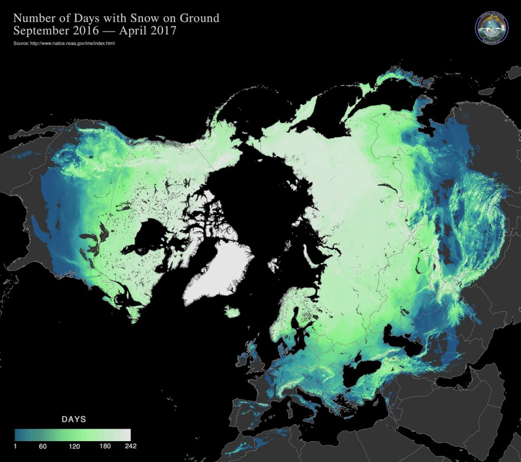 Number of days with snow on ground (September 2016 - April 2017 ...