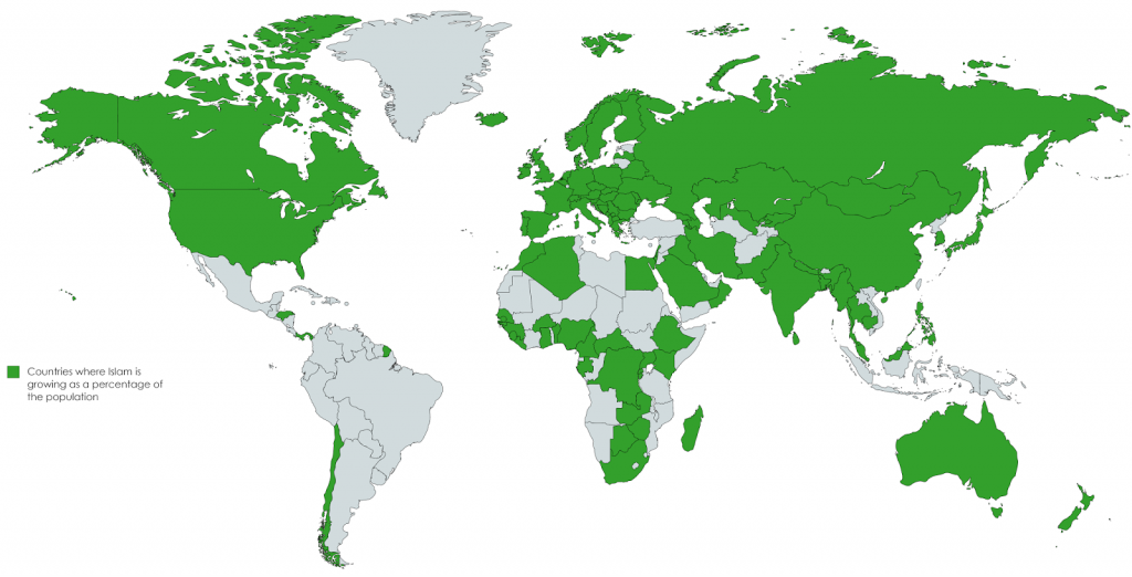 Countries where Muslims are growing as a percentage of the population ...