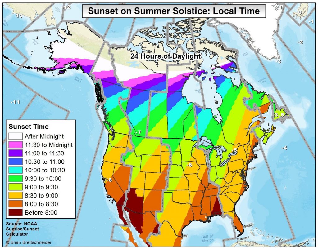 Sunrise Time Sunset Time And Hours Of Daylight On The Summer Solstice Sunrise Time Sunset Time And Hours Of Daylight On The Summer Solstice