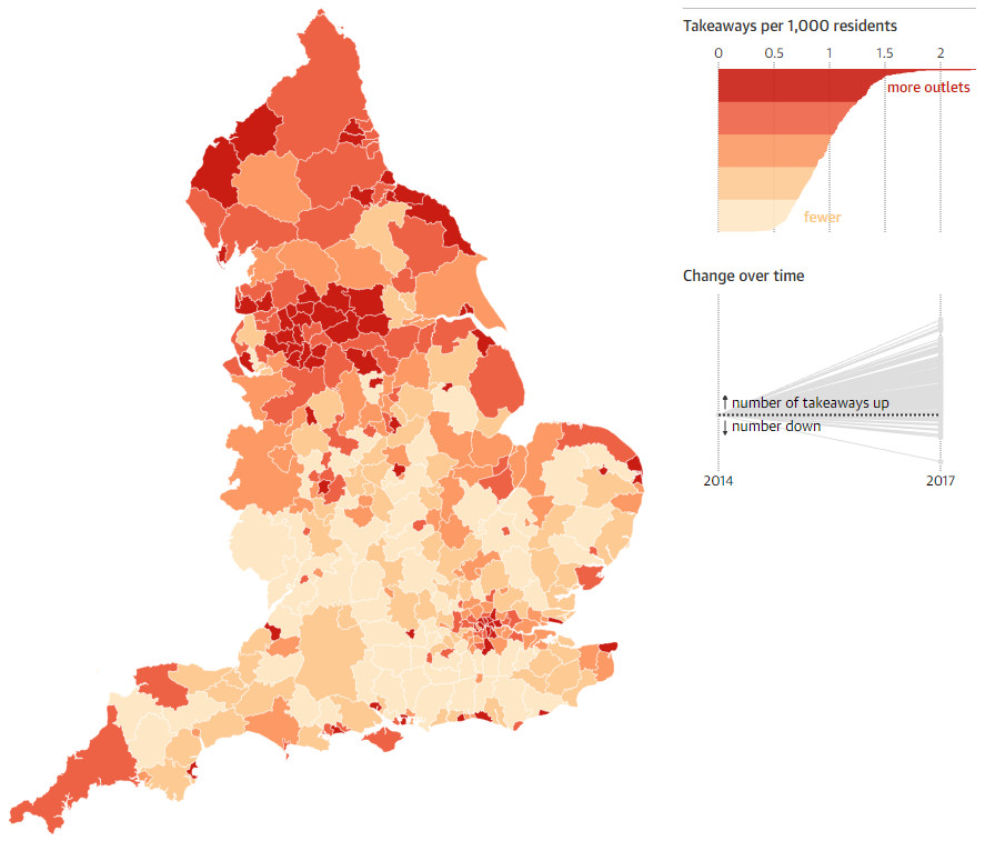 How many fast food shops in the counties of England? - Vivid Maps