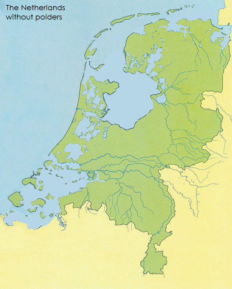The Netherlands without dikes and polders - Vivid Maps