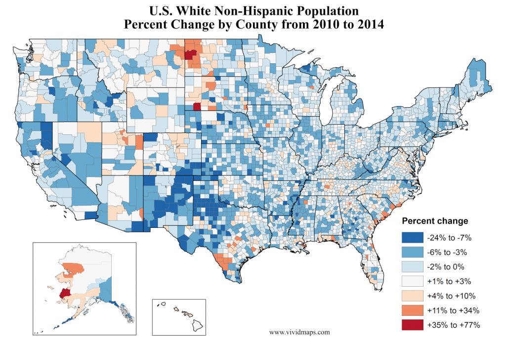 White Non-Hispanic population in America (2010 - 2030) - Vivid Maps