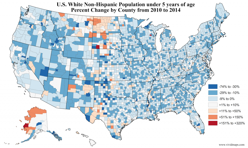 White Non-Hispanic population in America (2010 - 2030) - Vivid Maps