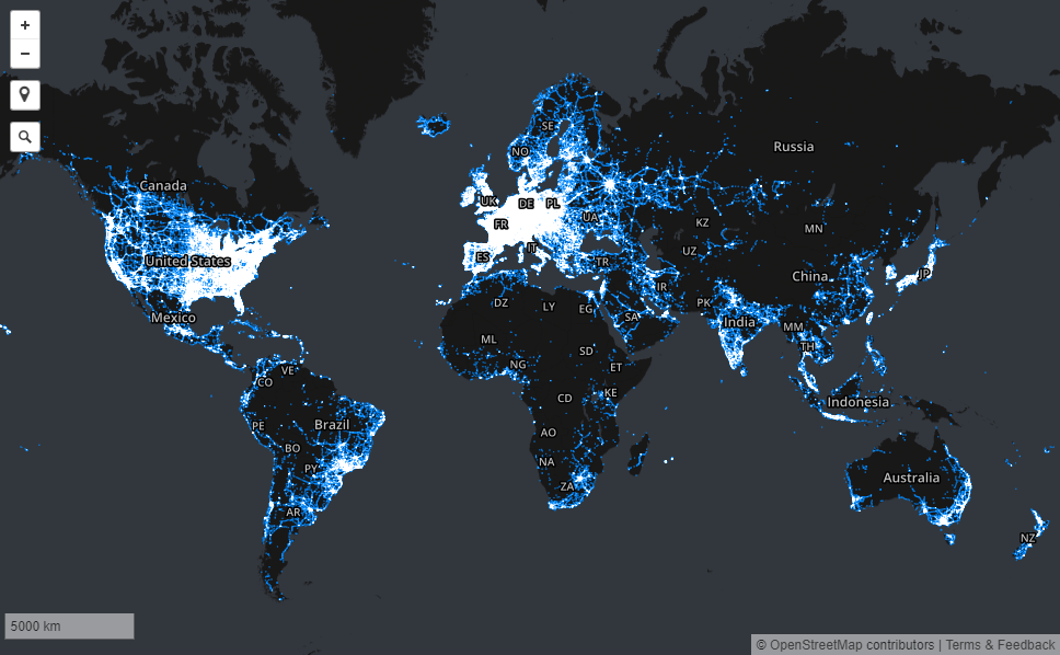 Areas in which our stumbling community has collected data samples ...