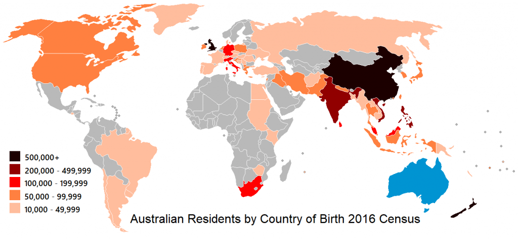 Australian residents by country of birth (2016) - Vivid Maps