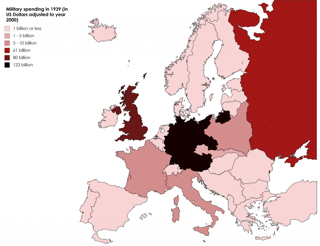 Military Spending in 1939 - Vivid Maps