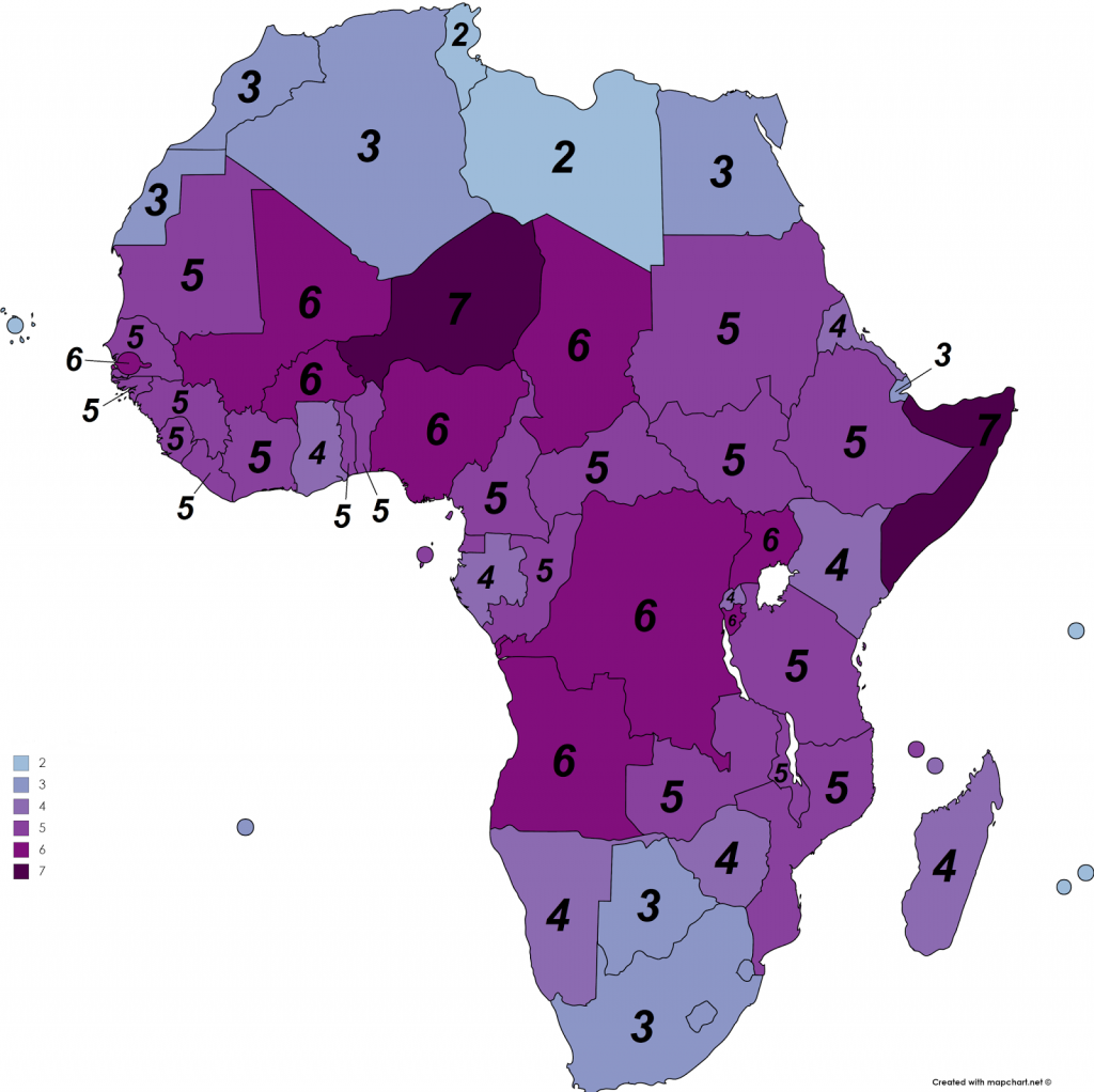 The average number of children per woman in Africa - Vivid Maps