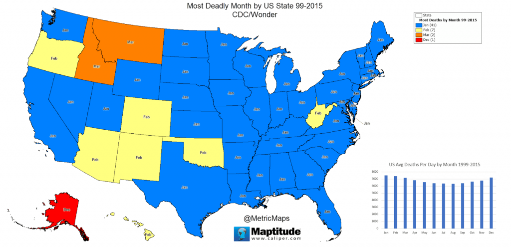 Most deadly month by U.S. state - Vivid Maps