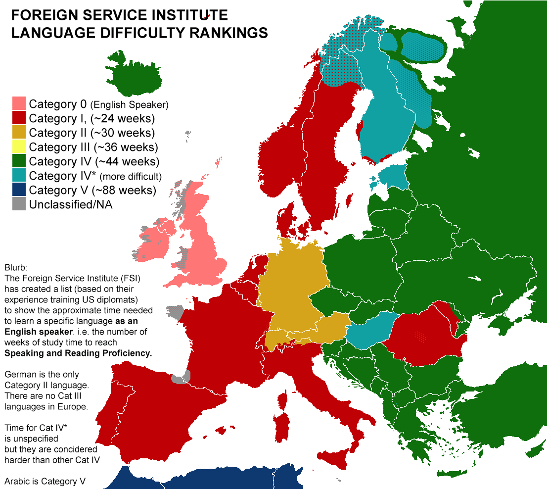 Language Difficulty Rankings Vivid Maps