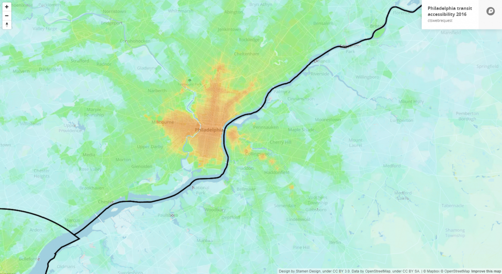 Maps of U.S. cities with the greatest job accessibility by transit ...