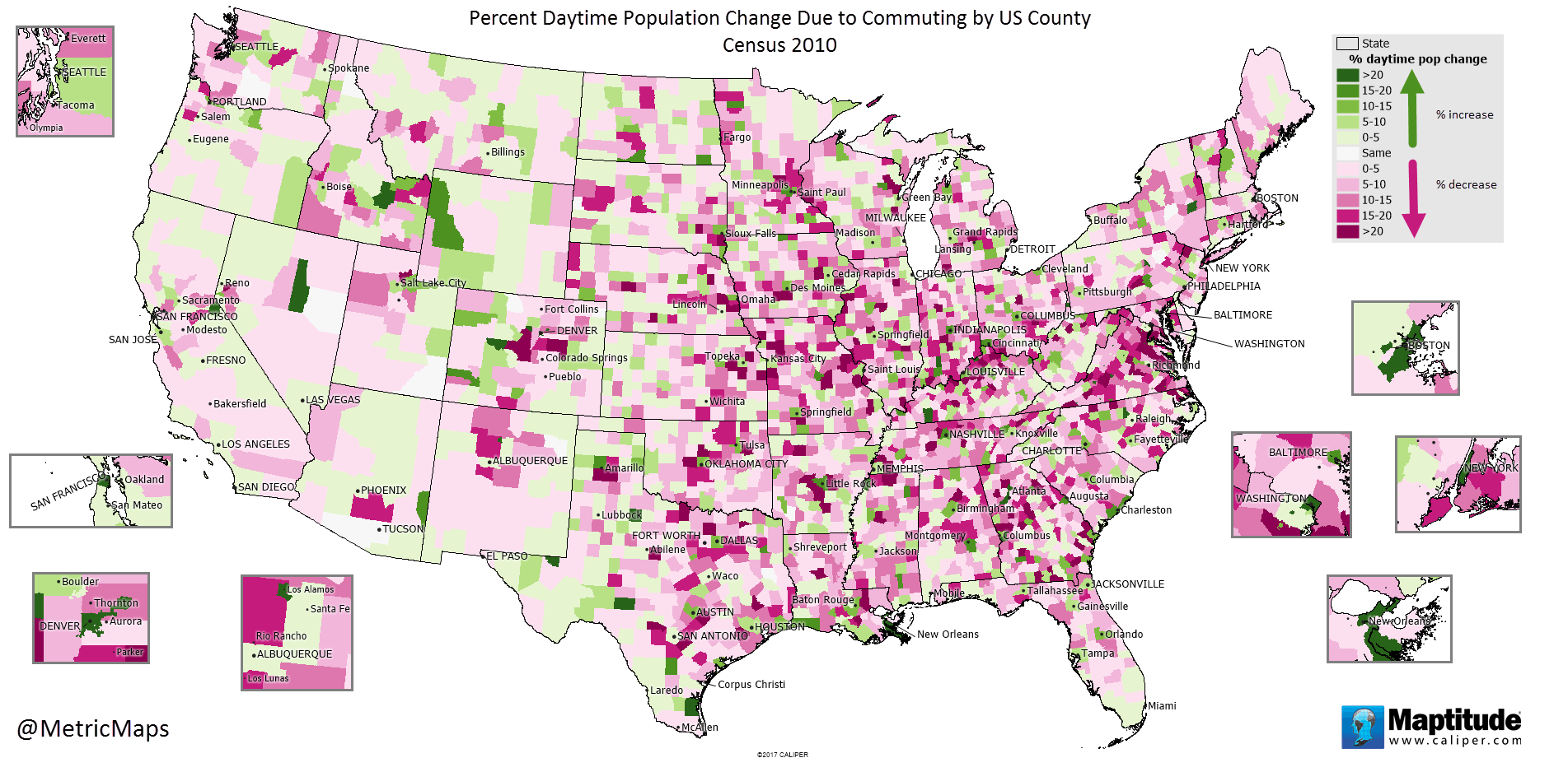 U.S. Commuters mapped - Vivid Maps
