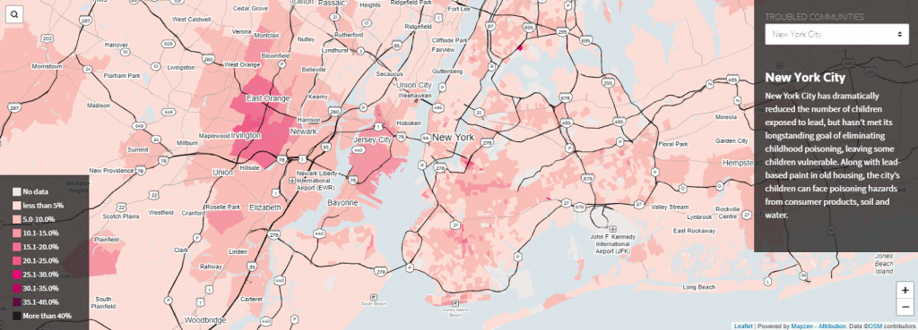 Childhood lead poisoning in New York City - Vivid Maps