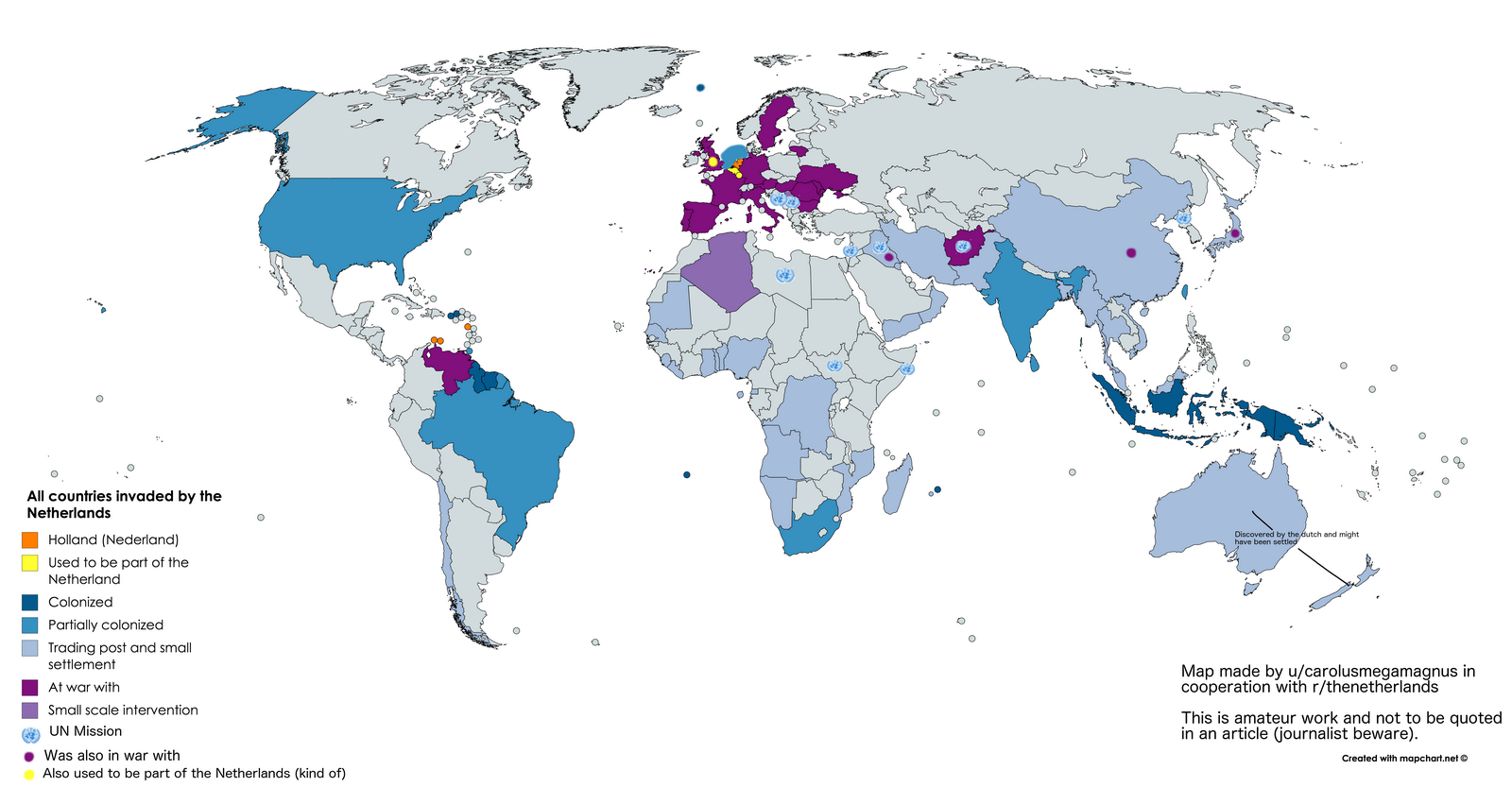 All countries "invaded" by the Netherlands - Vivid Maps