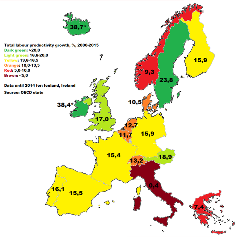 Total Labour Productivity Growth In Western Europe Since 2000 Vivid Maps