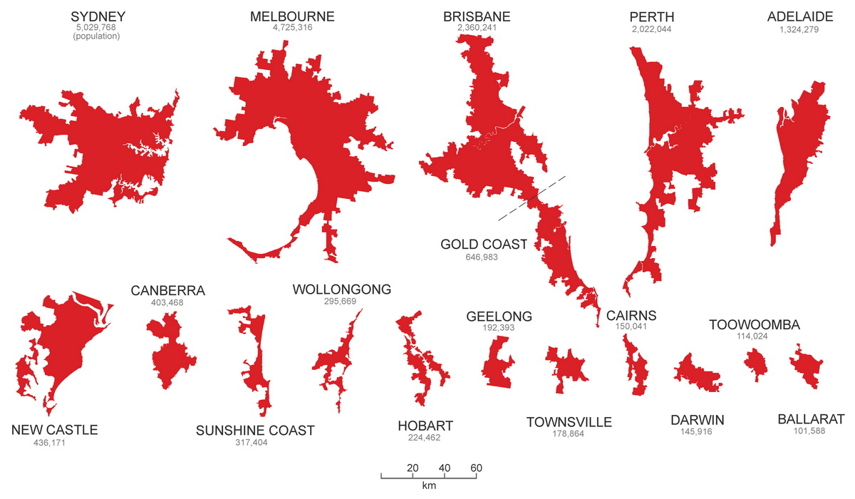 Australian metropolitan urban area Footprints - Vivid Maps