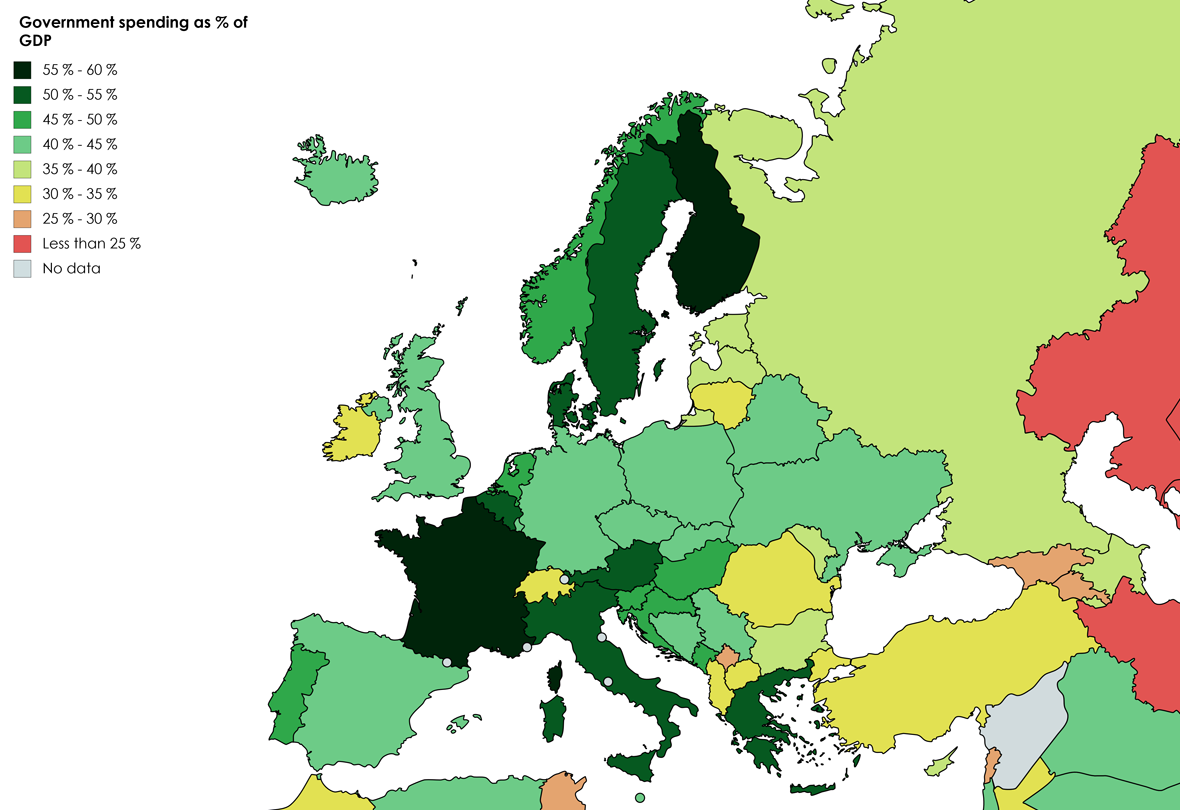 Government spending of European countries - Vivid Maps