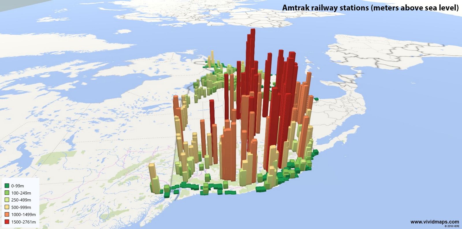 Exploring America's Highest and Lowest Railway Stations - Vivid Maps