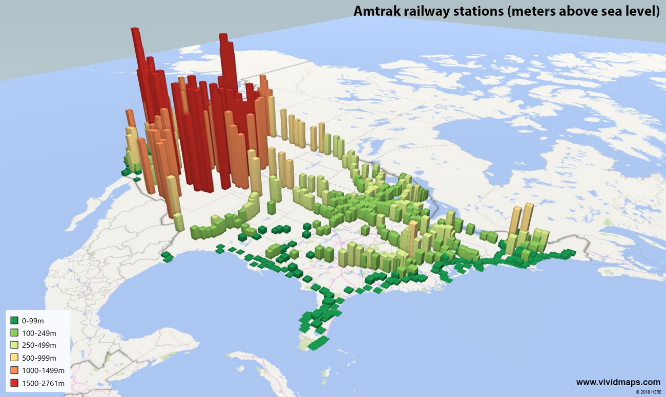 Exploring America's Highest and Lowest Railway Stations - Vivid Maps
