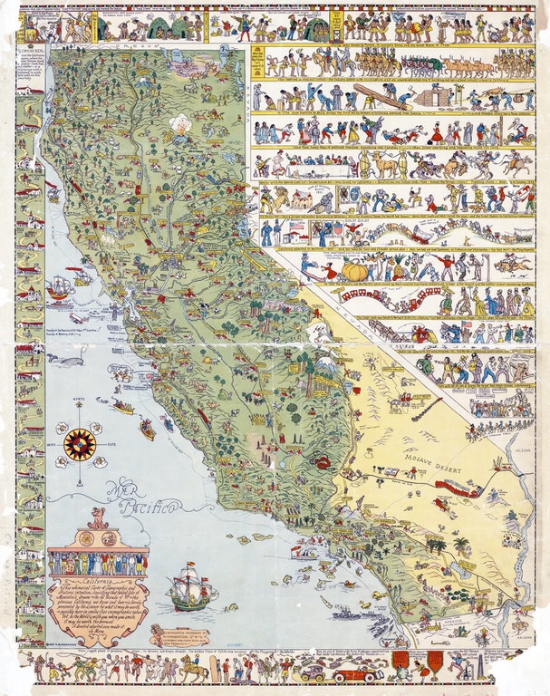 Discovering California Through a 1927 Illustrated Tourist Map - Vivid Maps
