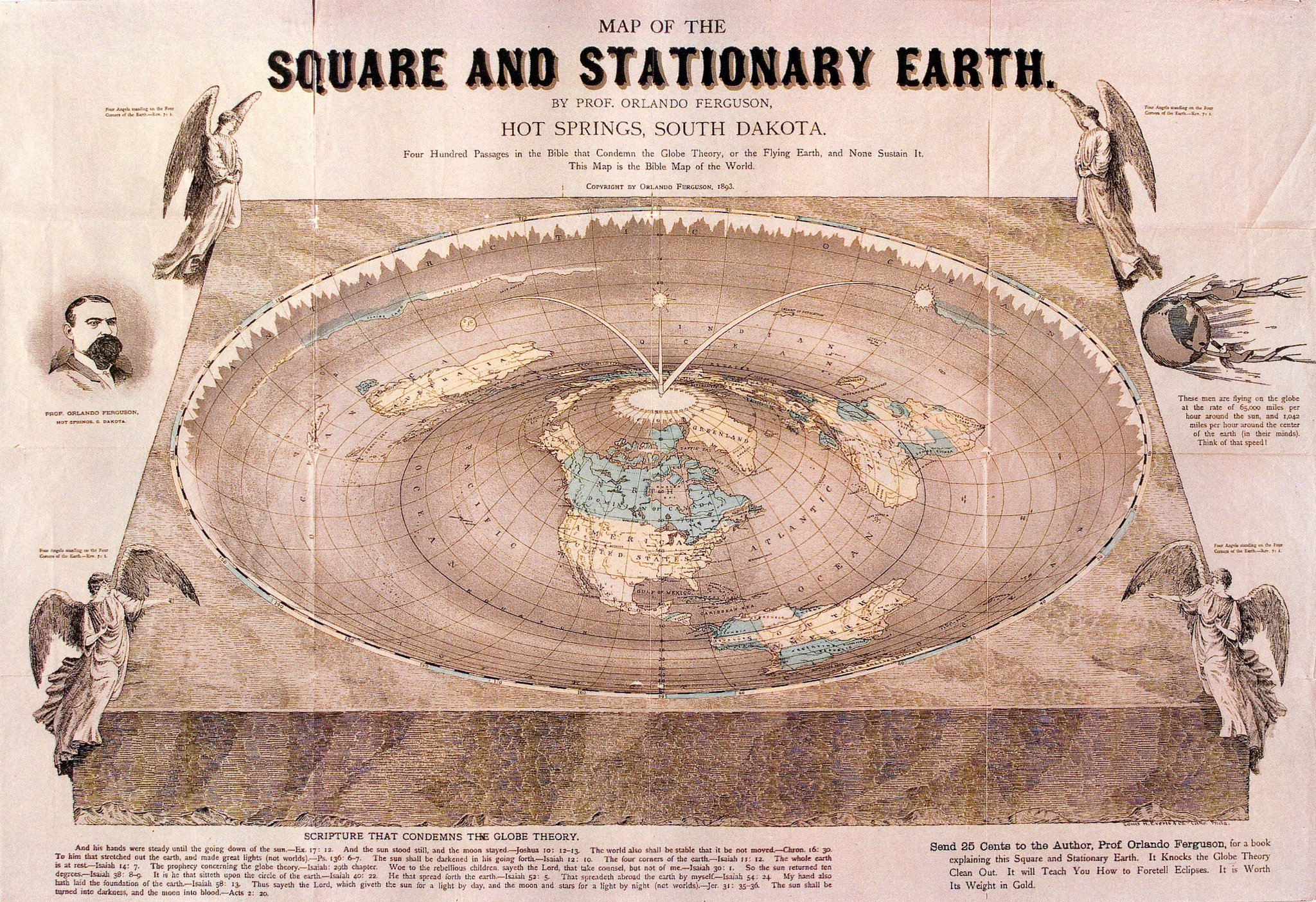 Map of the square and stationary Earth - Vivid Maps