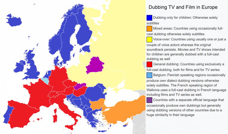 Dubbing TV and Film in Europe - Vivid Maps