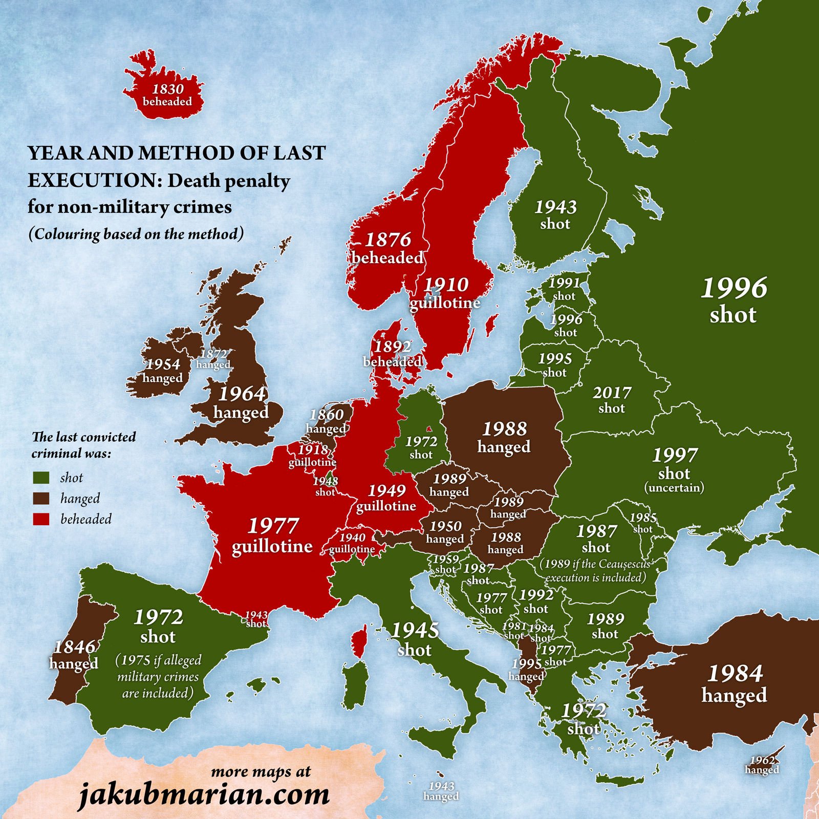 The last execution in Europe - Vivid Maps