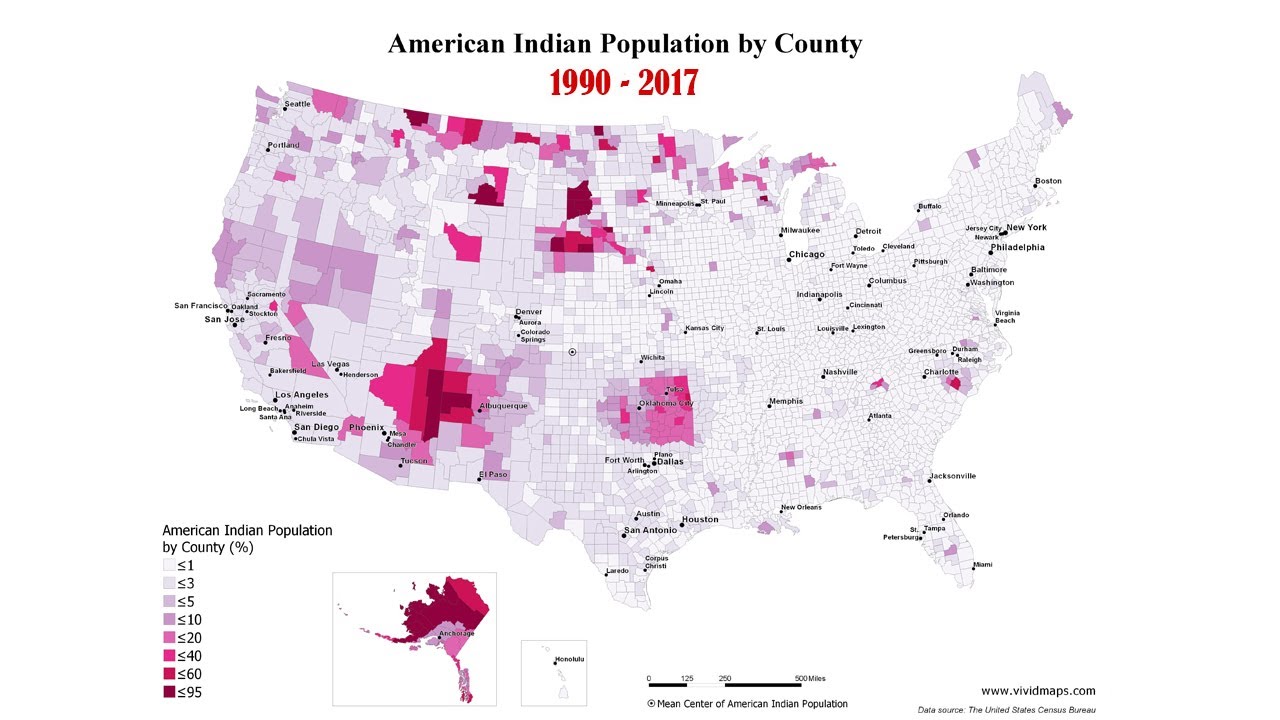American Indian Population by County (1990 – 2017) - Vivid Maps