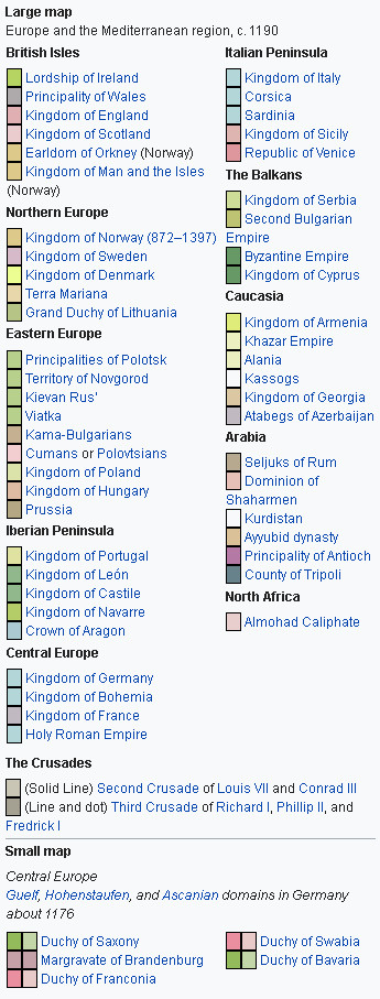 High Middle Ages Europe (1190) - Vivid Maps