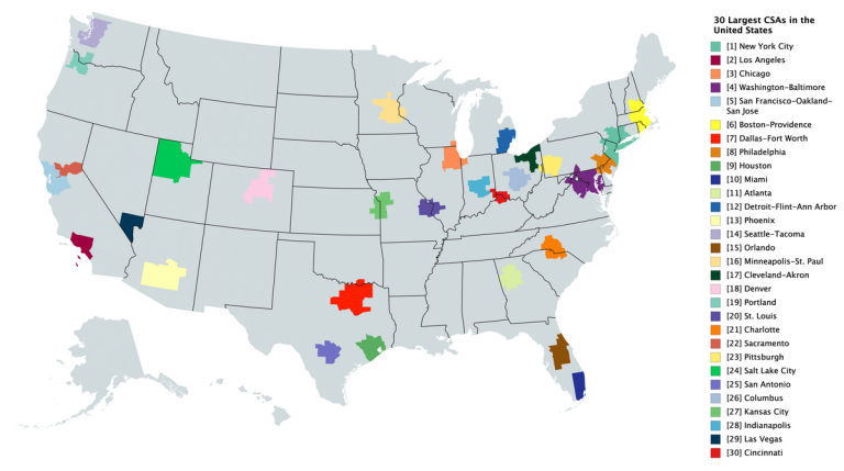 Most Populous Combined Statistical Areas in the U.S. - Vivid Maps